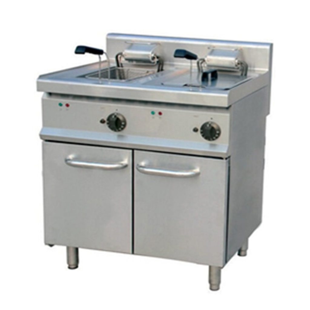 Electric double fryer 2 x 20 lit with base with 2 doors - Gastro Inventar