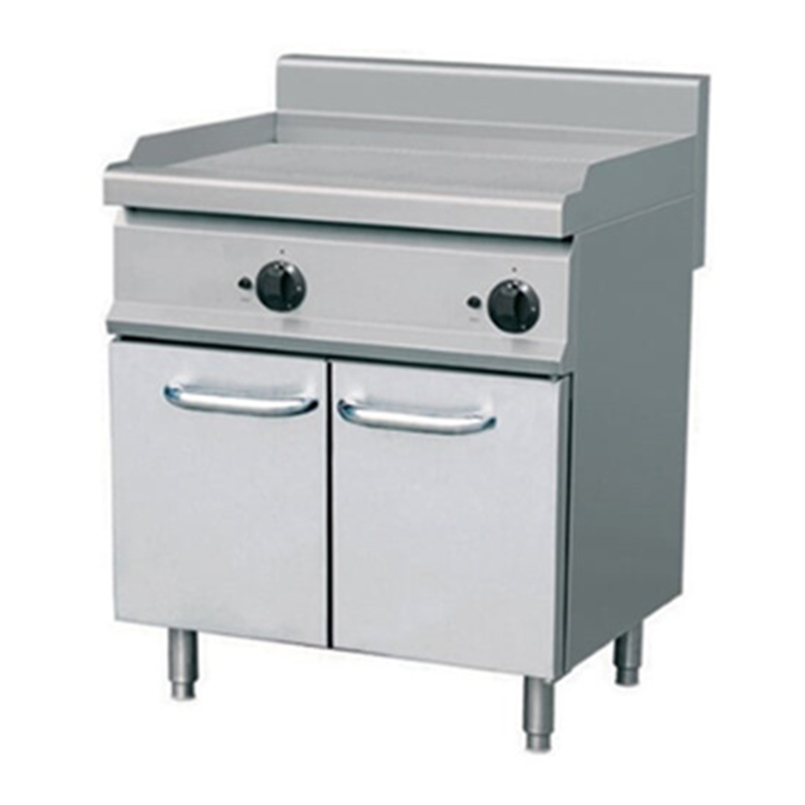 Grooved gas griddle with base with 2 doors - Gastro Inventar